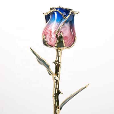 China Gold Trimmed Rose Preservied  Rose for Valentine Mother Day Christmas Gifts Handmade Eternal Rose for sale