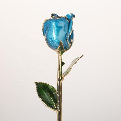 China Gold Dipped Real Natural Rose Handmade Preserved Rose Mother's Day Everlasting Rose Wholesale Directly Supply for sale
