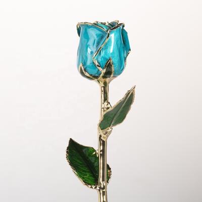 China Gold Plated Natural Rose Fresh Rose with Stem Present  Rose Gift Valentine Mother Day Handmade Preserved Rose for sale