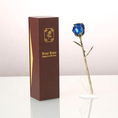 China Half-blooming 24k Gold Dipped Handmade Preserved Eternal Fresh Rose with Stem Present for for Valentines Day for sale