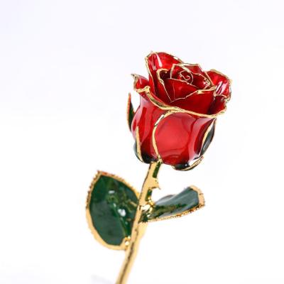 China Valentine's Day, Christmas, Mother's Day Gift 24K Gold-plated Rose Red Upgraded Baked Paint Flower Manufacturer for sale