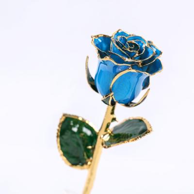 China 24K Gold-plated Eternal Rose Gold Resin Preserved Flower Golden Branch Rose Christmas Valentine's Day Gift for sale