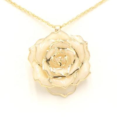 China Fashion Necklace Wholesale 24K Gold Trimmed Rose Real Rose Dipped in Gold/Gold Plated Natural Rose Necklace for Birthday Gift for sale