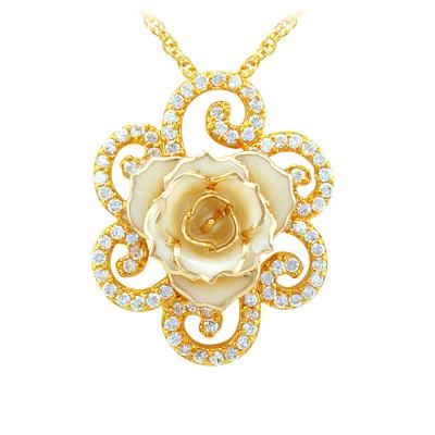 China 24K Gold Dipped  Rose Necklace /Real Rose Dipped in Gold/Gold Plated Natural Rose Necklace for Mother's Day   Gift for sale