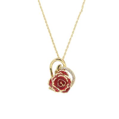 China 24K Gold Dipped  Rose Necklaced/Gold Plated Natural Rose Necklace for Mother's Day and Christmas    Gift for sale