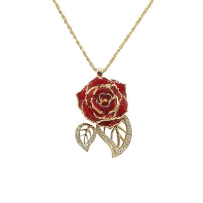 China 24K Gold Plated  Rose Necklaced/Gold Plated Natural Rose Necklace for Women Necklace , Mother's Day and Christmas    Gift for sale