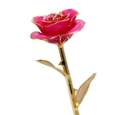 China Gold Trimmed  Rose  Manufacture Flower Girlfriend Gift 24k Gold Plated Natural Rose for Valentine's Day, Mother's Day Gifts for sale