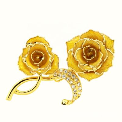China Factory Wholesale Gold Plated Rose Brooch Gold Dipped Brooches for Women Gifts Wedding Gift for sale