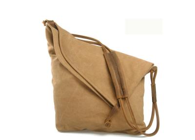 China Classical Khaki Waxed Canvas Bag Folded Vintage Canvas Crossbody Bag for sale