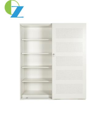 China Two Moving Door Steel Office Cupboard Metal Storage File Cabinet for sale