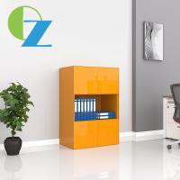 China 2 Door Steel Office Cupboard White Satin 3 Tier Cabinet Middle Open Shelf for sale