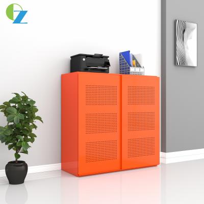 China 1200MM Height Orange Big Sliding Door Metal Cabinet With Two Adjustable Shelves for sale
