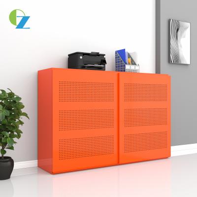 China Four Adjustable Shelves Orange Big Steel Sliding Door Cupboard Non KD Structure for sale