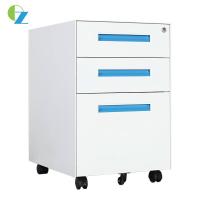 China Antiwear Blue Handle Metal Mobile Pedestal Cabinet With 520MM Depth for sale