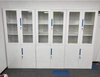 China New Style 0.5-1.0mm Metal Office File Cabinets Up Glass Down Steel Swing Door for sale