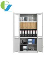 China New Style 0.5-1.0mm Metal Office File Cabinets Up Glass Down Steel Swing Door for sale