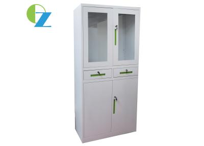 China Glass Double Door Steel Office Cupboard H1850*W900*D400(MM) With Two Drawer for sale