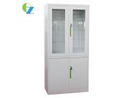 China KD Structure Office Furniture Glass Door Steel Cupboard H1850*W900*D400(MM) for sale
