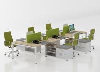 China Maple Color Wooden Office Workstation Desk Furniture Melamine Partition 6 Person for sale