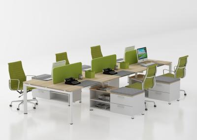 China Maple Color Wooden Office Workstation Desk Furniture Melamine Partition 6 Person for sale