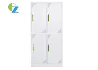 China Four Doors Horizontal Steel Office Lockers With Green Handle for sale