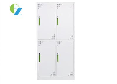 China Four Doors Horizontal Steel Office Lockers With Green Handle for sale
