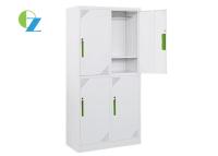 China Red Handle Steel Office Lockers Rust Proof 4 Door Metal Locker Cupboard For Gym for sale