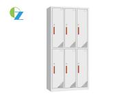 China Gym Steel Office Lockers 6 Door Storage With Red Steel Handle for sale