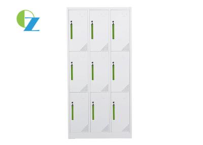 China 900MM Width Steel Office Lockers 9 Door Storage Cabinet For Gym for sale