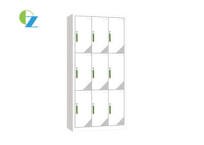 China 1850MM Height Steel Office Locker 9 Doors Storage Cabinet With Green Handle for sale