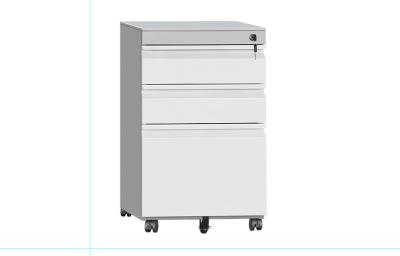 China Three Drawer Gooseneck Handle File Cabinet On Wheels W390mm for sale