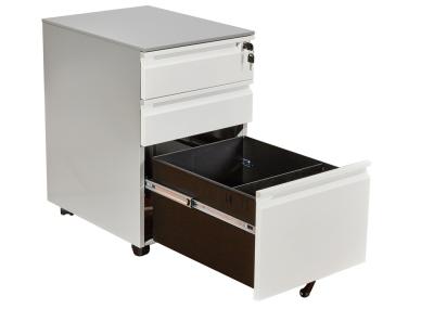 China White Office Steel 0.7mm 3 Drawer Rolling File Cabinet for sale