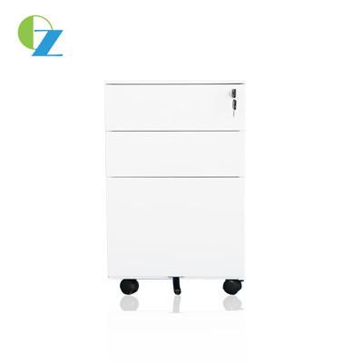 China Cold Rolling Steel White File Cabinet On Wheels Three Drawer With Siding for sale