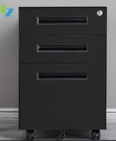 China Small Black Office Mobile Pedestal Cabinet 3 Drawer Steel Secure Filing Metal Storage for sale