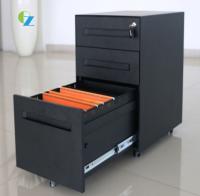 China Small Black Office Mobile Pedestal Cabinet 3 Drawer Steel Secure Filing Metal Storage for sale
