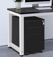 China OEM Black Three Drawer File Cabinet With Lock Cold Steel Mobile Office Filing Cabinet for sale