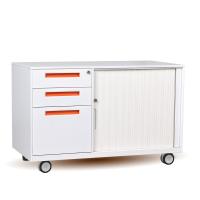 China Steel Mobile Pedestal Caddy Cabinet Left 3 Drawer Right Sliding Door Under desk for sale