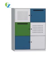 China 12mm edge Primary School Colorful 6 Door Steel Locker With Mail Box for sale