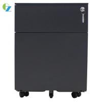 China H490MM 5 Anti Tilt Wheels 2 Drawers Cabinet Black Metal Movable Low Pedestal for sale