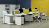 China White Desk Top 4 Seat Office Workstation Size W2400mm D1200mm H750MM for sale