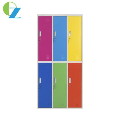 China Furniture Colorful Metal Office Lockers Swing 6 Door Steel Storage Cabinet for sale