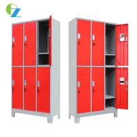 China Red Color Metal Storage Cabinet Fitness 6 Door Staff Lockers With Standing Feet for sale