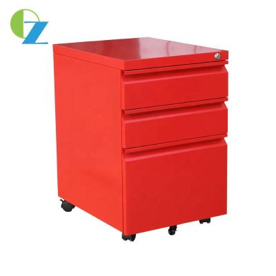 China Red Color 3 Drawer Mobile Pedestal Cabinet Office Equipment A4 File Cabinet for sale