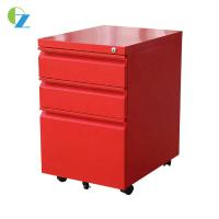 China Red Color 3 Drawer Mobile Pedestal Cabinet Office Equipment A4 File Cabinet for sale