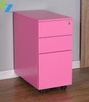 China Office Equipment Pink Steel Mobile Pedestal 3 Drawer Cabinet Documents Storage for sale