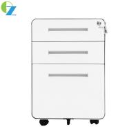 China Curved Edge Office 3 Drawer Steel Filing Cabinet Metal Handles for sale