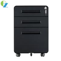 China Curved Edge Office 3 Drawer Steel Filing Cabinet Metal Handles for sale