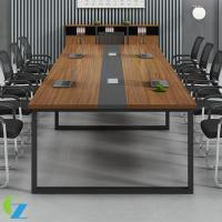 China Powder coating KD Modern Office Meeting Table Wooden Panel Top for sale