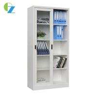 China 2 Glass Sliding Door Steel Office Cupboard Metal Double Door Cupboard for sale