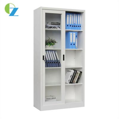 China 2 Glass Sliding Door Steel Office Cupboard Metal Double Door Cupboard for sale